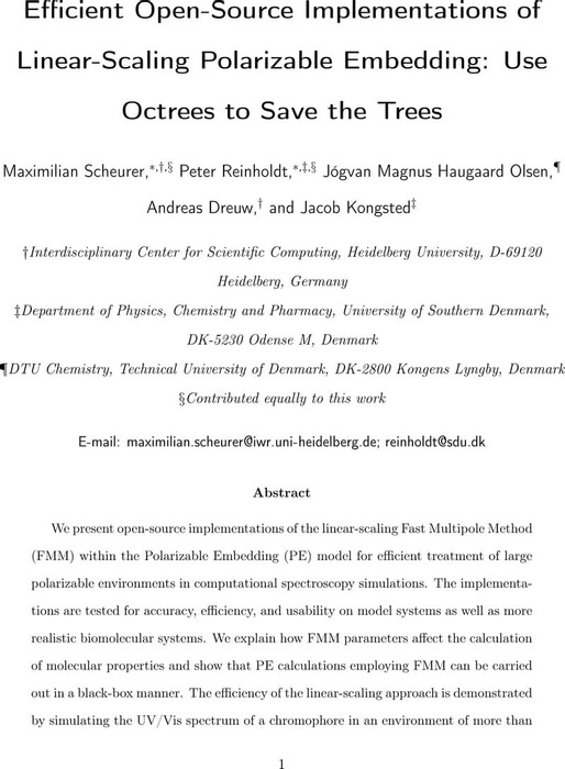Efficient Open Source Implementations Of Linear Scaling Polarizable Embedding Use Octrees To